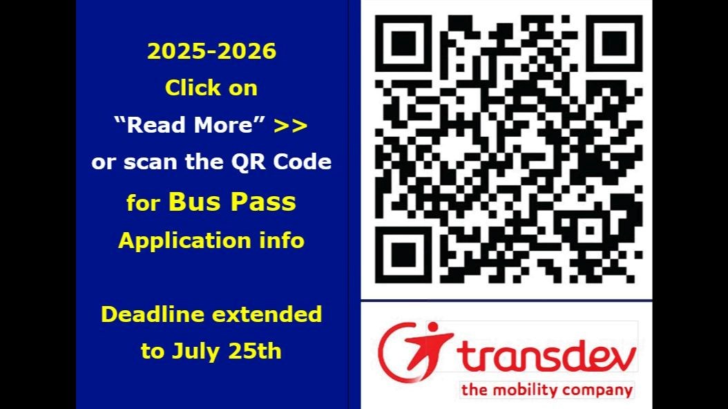 2025-2026 School Bus Pass Application Deadline Extended to July 25th